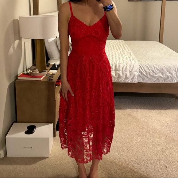 Ted Baker London | Dresses | Ted Baker Red Crochet Midi Ankle Length ...